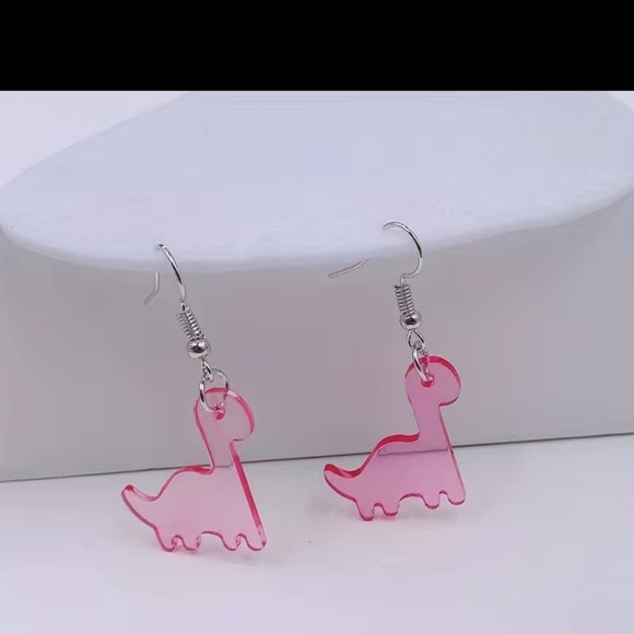 Jewelry | Nib Pink Dinosaur Earrings | Poshmark